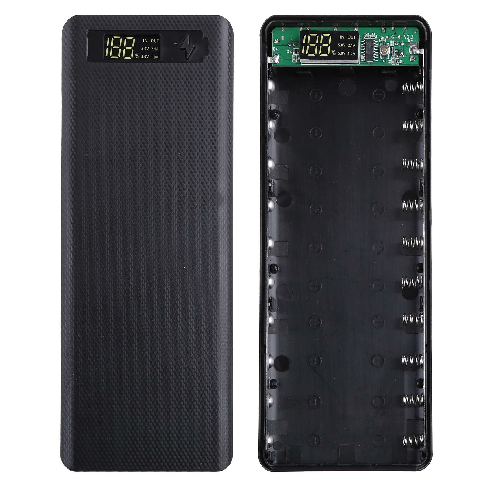 Съёмный USB-дисплей с питанием от 10 аккумуляторов 18650, Черный