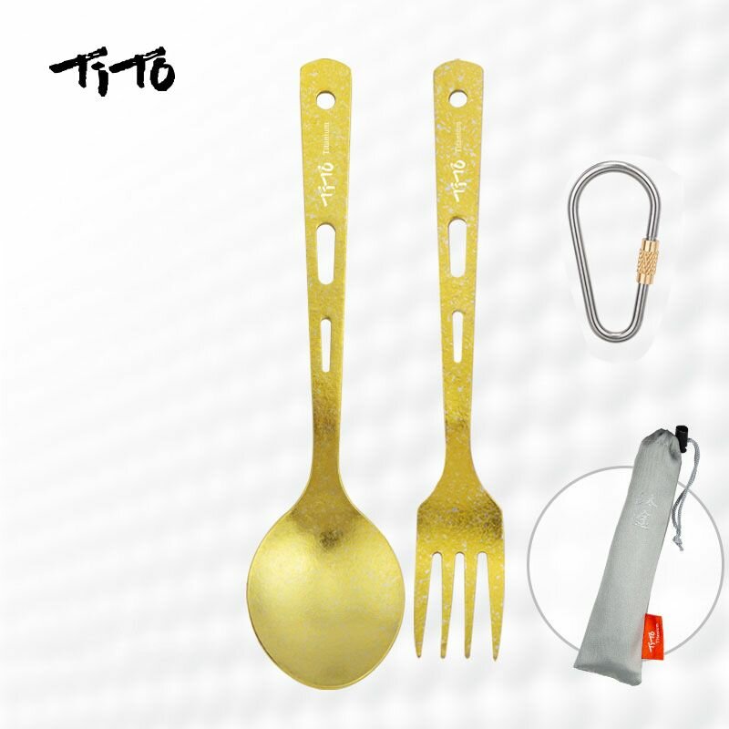 Титановый набор посуды, ложка + вилка + нож, ложка + вилка, TITO TITANIUM