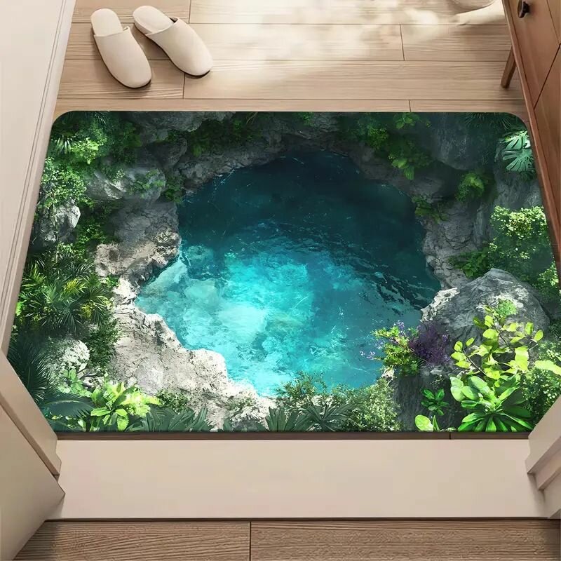 3D коврик-оптическая иллюзия Вихрь : для прихожей, ванной, лестницы, гостиной, детской или игровой зоны