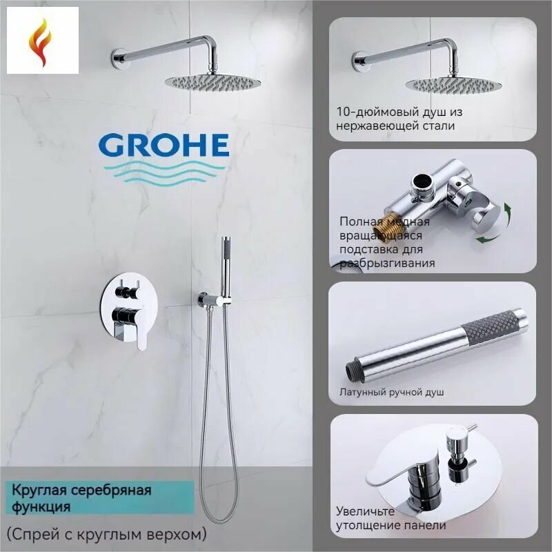GROHE Душевой комплект хром
