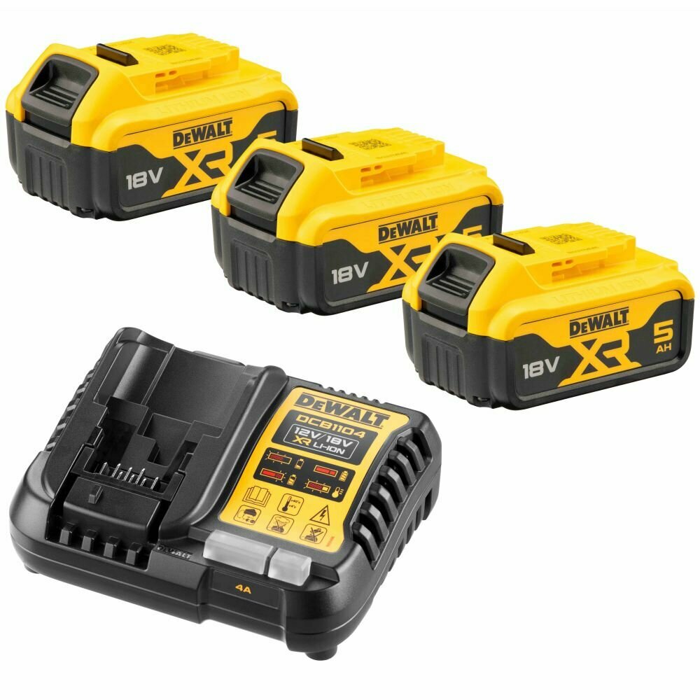 Набор DeWALT DCB1104P3: ЗУ DCB1104 + 3 АКБ DCB184 (DCB1104P3-QW) желтый/черный