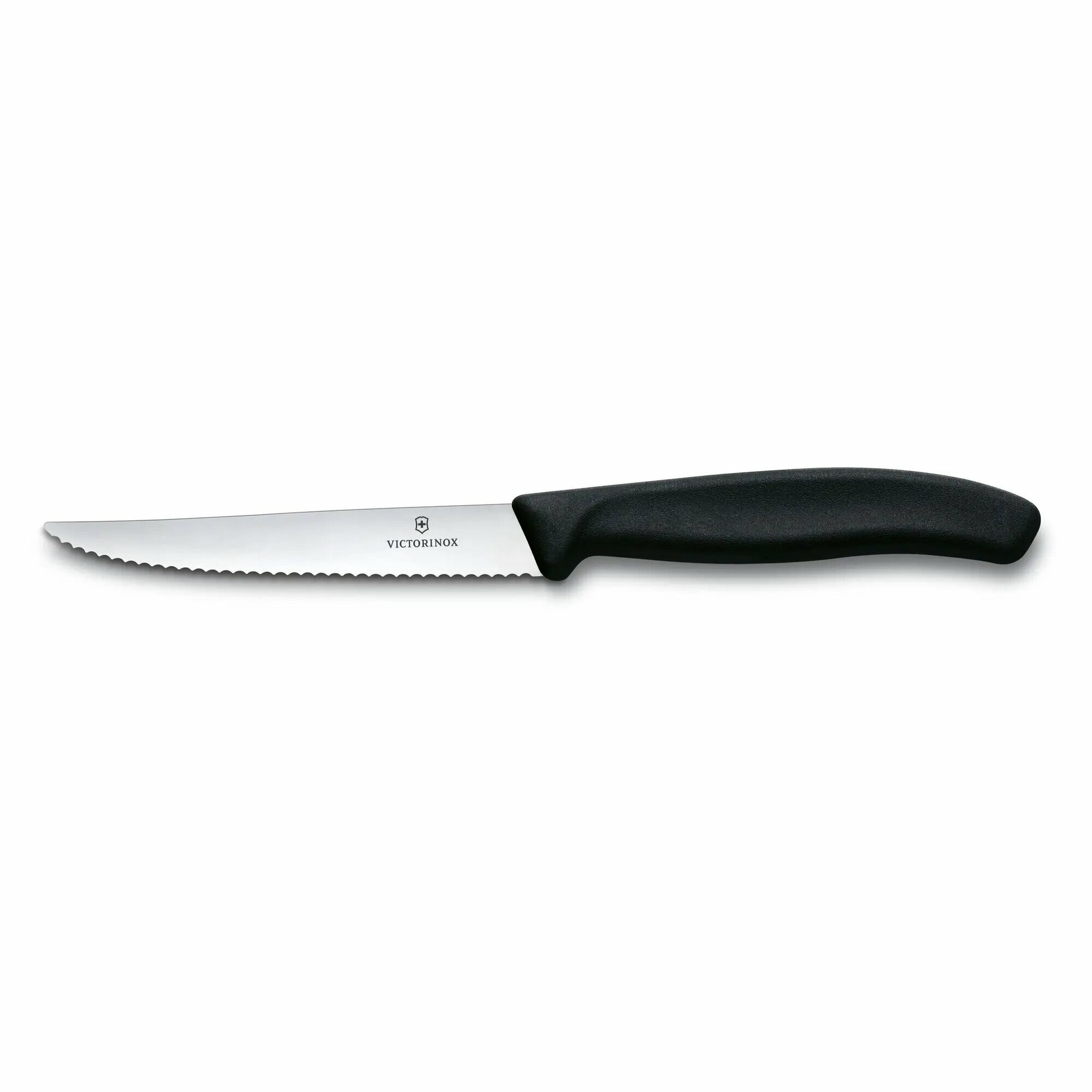 Нож кухонный Victorinox Swiss Classic 6.7233 стальной универсальный для стейка/пиццы лезв.110мм серрейт. заточка черный