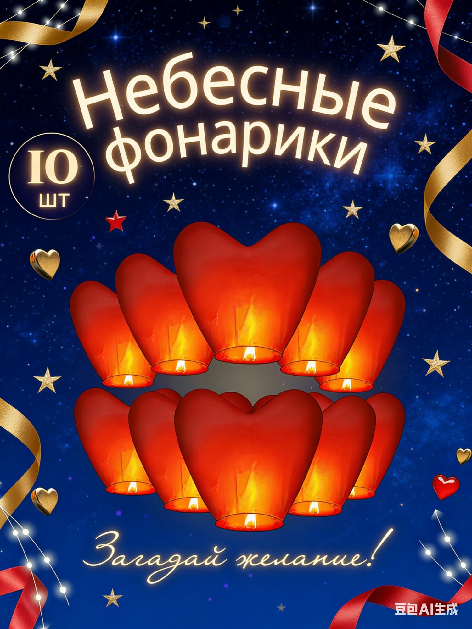 Небесные фонарики набор 10 штук для запуска