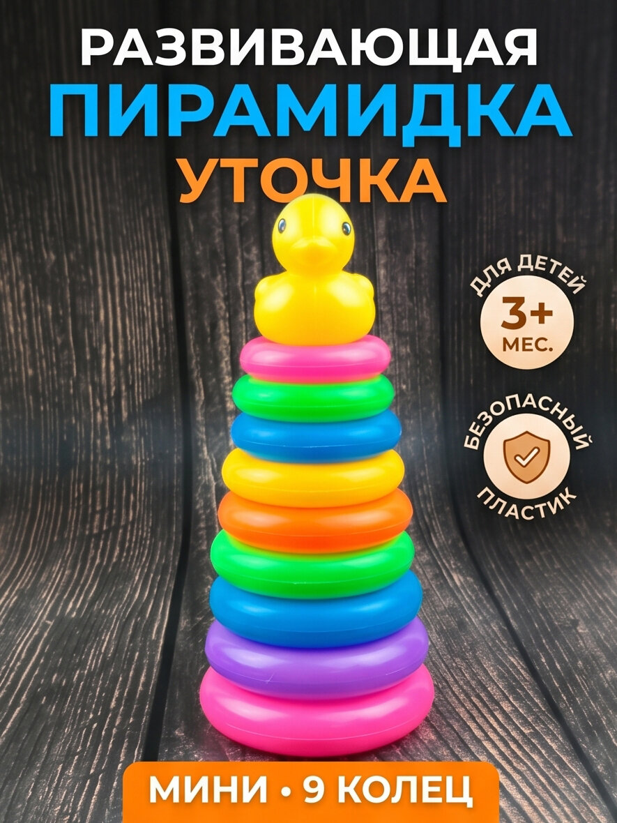 Игра развивающая Пирамидка Jile Toys Уточка мини, 9 колец