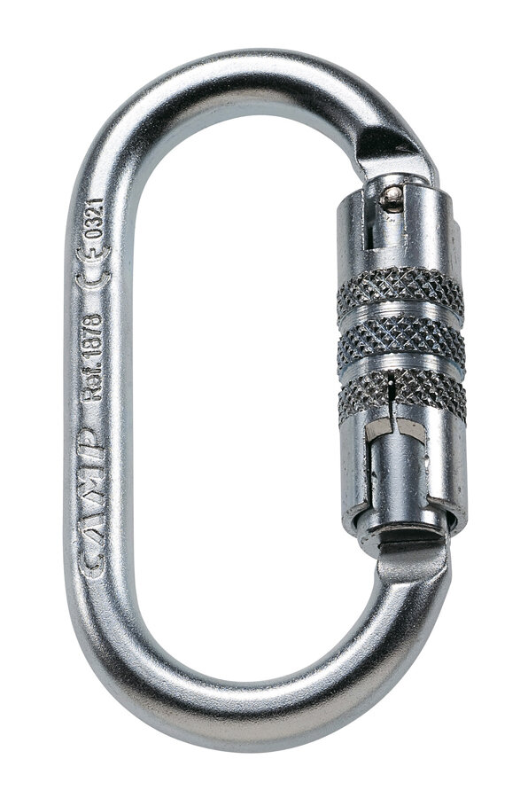 Карабин овальный с автоматической муфтой альпинистский Camp PRO 2 LOCK, стальной, keylock, предельная нагрузка 30 кН