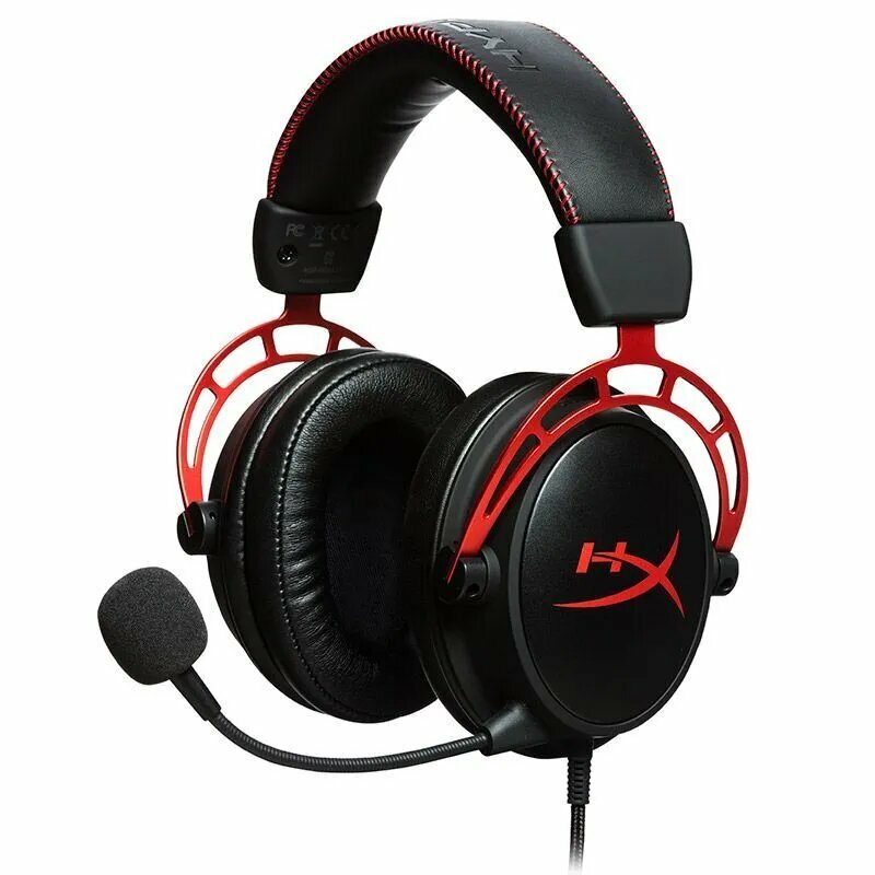 HyperX Наушники проводные с микрофоном, 3.5 мм, красный, черно-серый