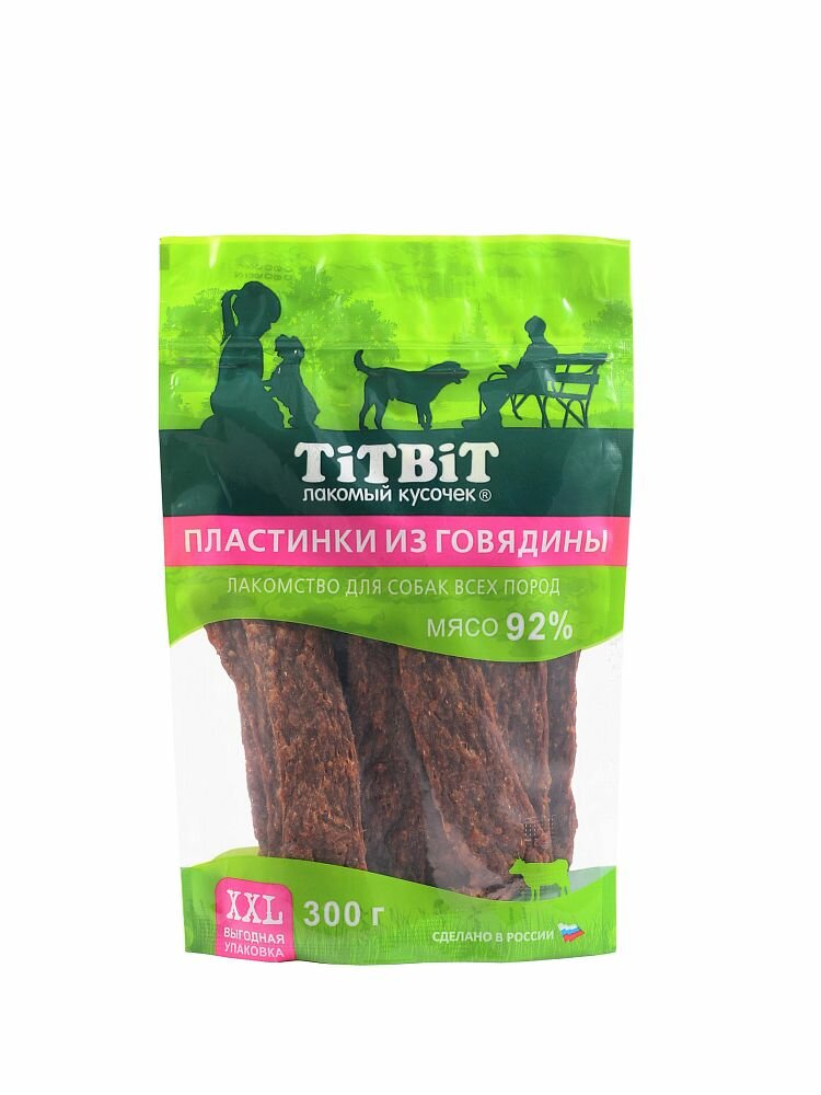 Titbit Пластинки из говядины, для собак всех пород, 300 гр, 1 уп