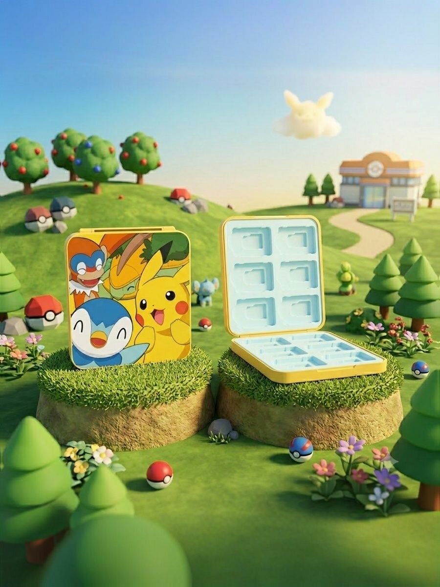 Компактный кейс-бокс для картриджей Nintendo Switch с магнитным замком, Poke mon,12 шт.
