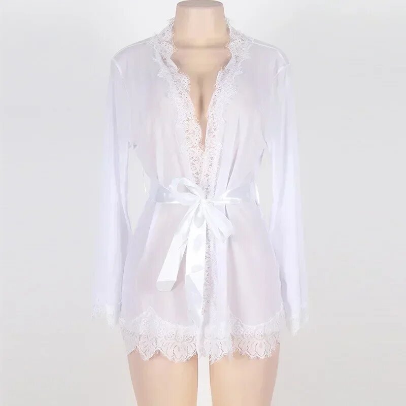 Белое кружевное платье-пижама из вискозы, XXL
