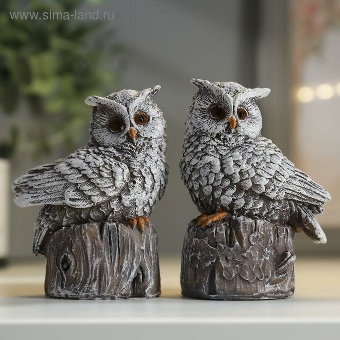 Фигурка полистоун "Филин на пеньке", 9×7×5 см, микс