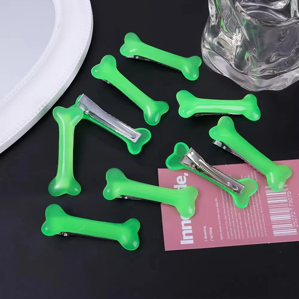 Белые заколки-косточки из полиуретана Зеленый, Green
