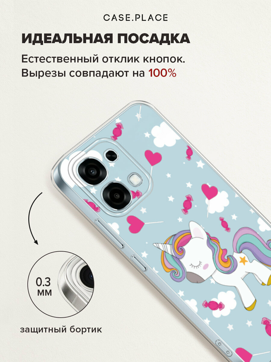 Чехол на Oppo A6 Pro / Оппо A6 Про с принтом Сладкий единорожек — фото 1