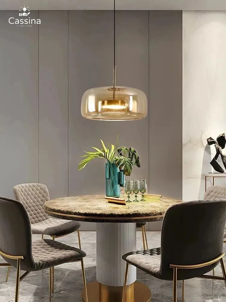 Люстра Cassina, LED, 12 Вт, 330x330x230 мм, стеклянный плафон, золотой цвет арматуры — фото 1