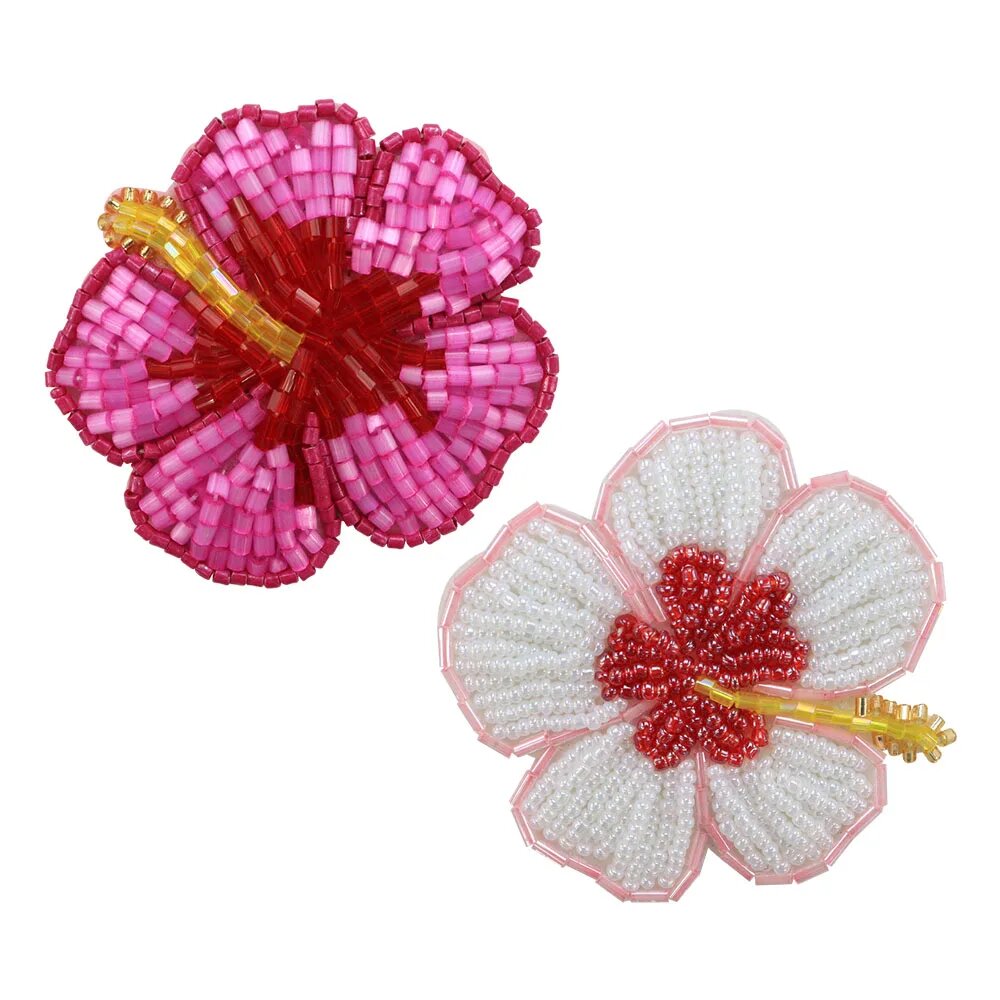 Цветочная аппликация из бисера, Розовый, Mix 2pieces