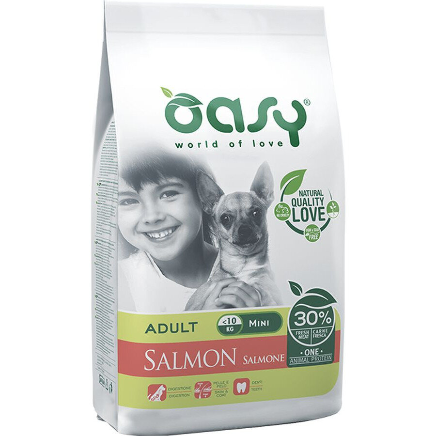 Сухой корм для взрослых собак мелких пород Oasy Dry Dog OAP Adult Small с лососем - 2,5 кг