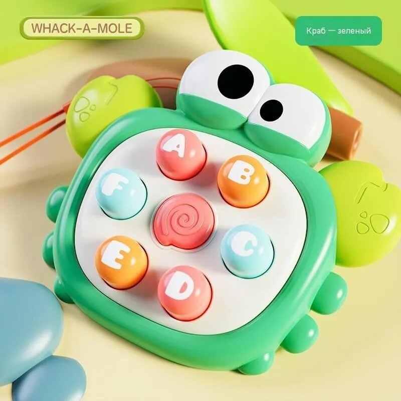 Мини-игра Ударь крота , зеленый краб, со шнурком