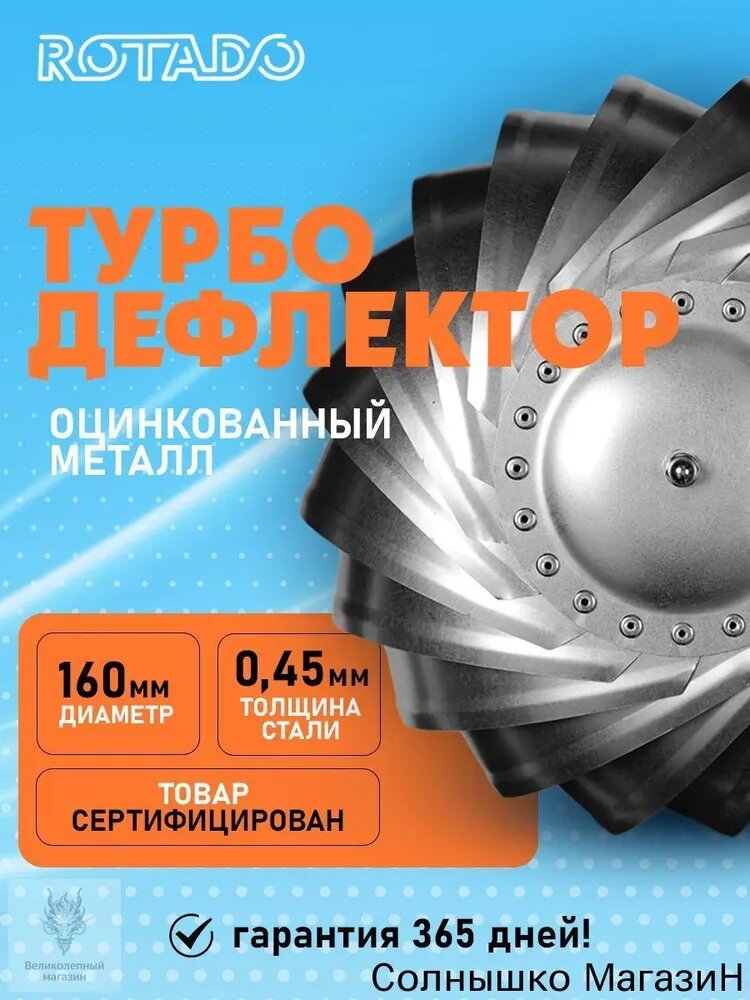Турбодефлектор ТД-160 оцинкованный металл, дефлектор для вентиляции, внутренний диаметр 160 мм