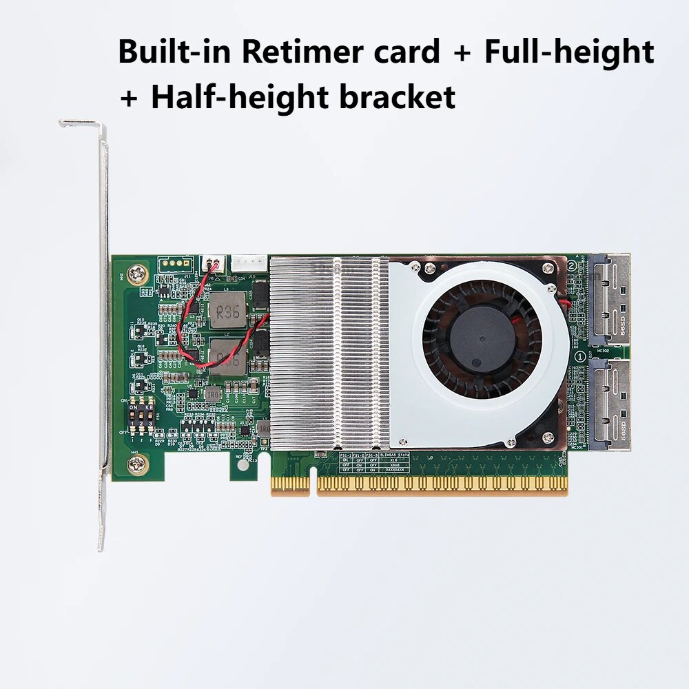 Райзер PCI-E PCIe 5.0/4.0 с Retimer, Internal Retimer BK