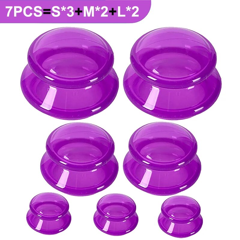 Набор вакуумных банок силиконовых 7PCS, фиолетовый