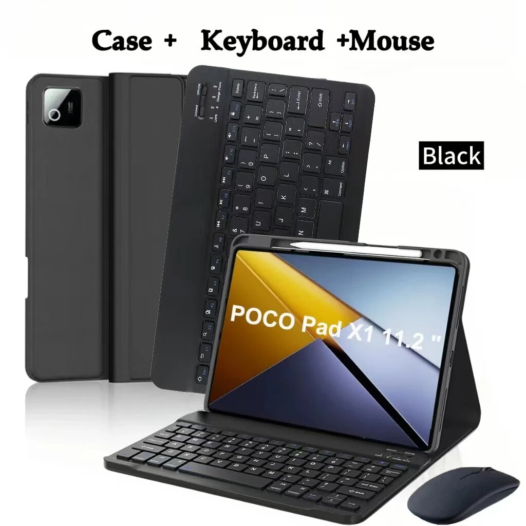 Чехол-клавиатура + мышь для POCO Pad X1 11.2", Black 2, Spanish