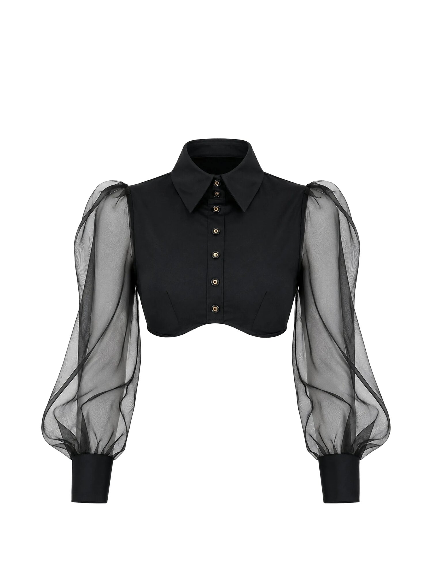 Рубашка Organza-sleeve cropped shirt