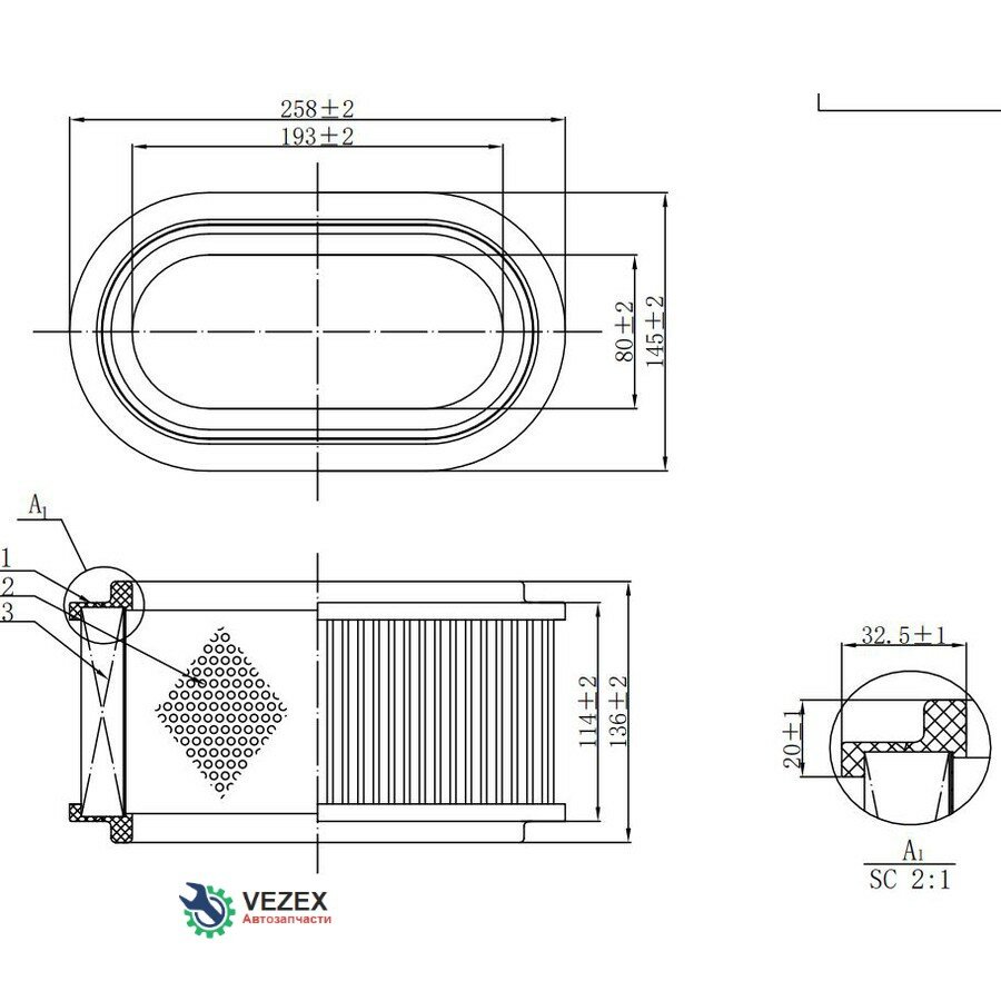 CARVILLE RACING TR55639 Фильтр для а/м Sollers Argo (22-)/JAC N35 (21-)/Hyundai Porter II (04-) (возд.) (TR55639)