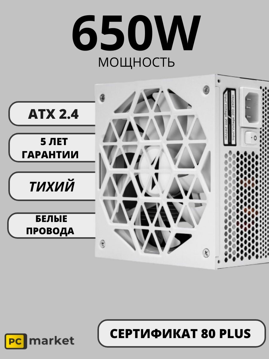 Блок питания 1STPLAYER ACK Standard 650W, Белый, 650 Вт