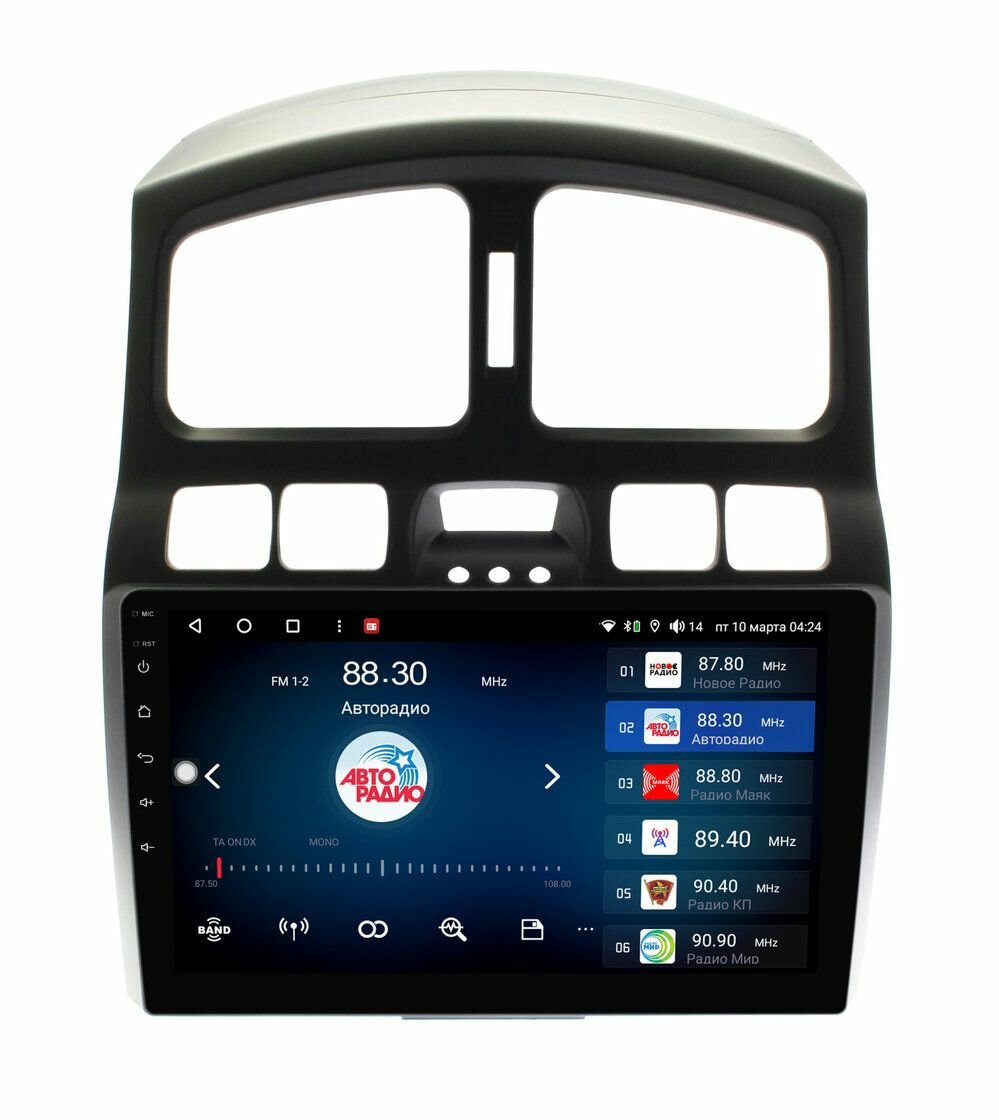 Магнитола Hyundai Santa Fe 2000 - 2012 9 дюймов, 4/64GB, 8 ядер, DSP, 4G, Android 10 / Wide Media