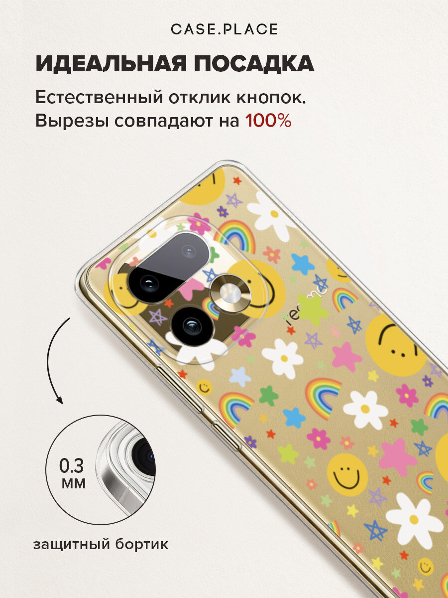 Чехол на Realme 16 Pro+ / Реалми 16 Про+ с принтом Детский принт со смайликом — фото 1