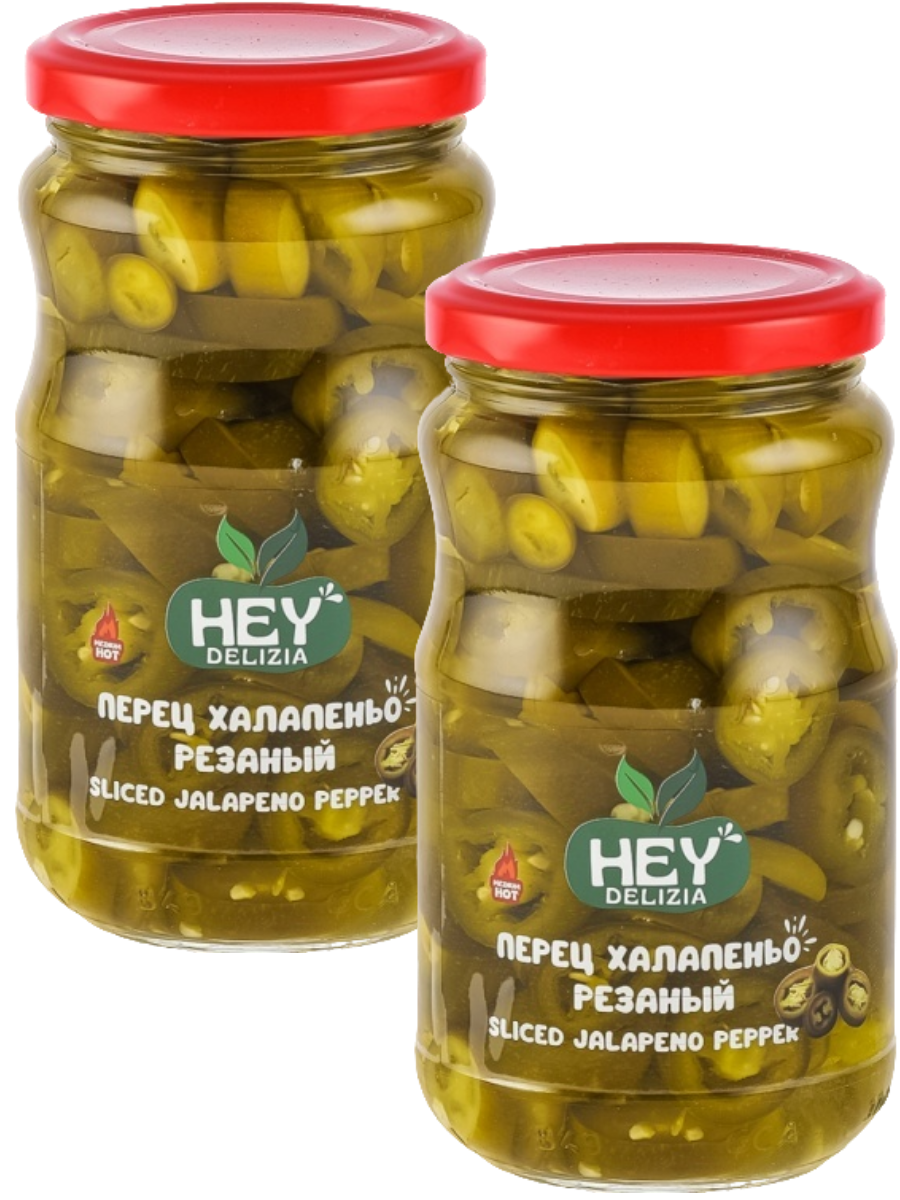 Халапеньо перец маринованный острый зеленый резаный HEY DELIZIA 2шт по 370мл