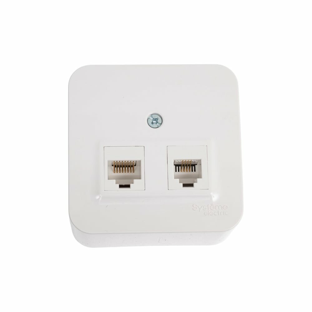 Двойная розетка компьютерная+телефон Systeme Electric (Schneider Electric) Blanca, наружная, белый, RJ45+RJ11, 5E BLNIA045111