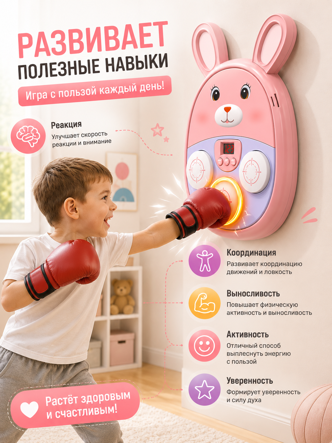 Мишень для битья "Детские Лапы Для Бокса", 20 см, розовая, 900 г — фото 1