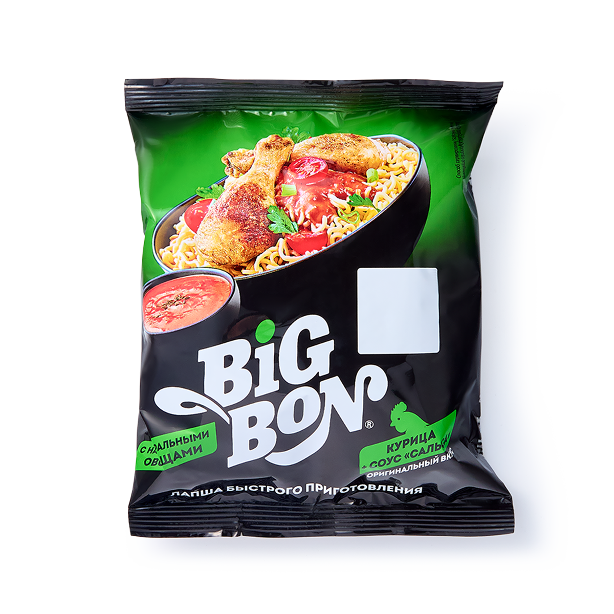 Лапша Big Bon "Курица с соусом сальса", с сушеными овощами, 75 г