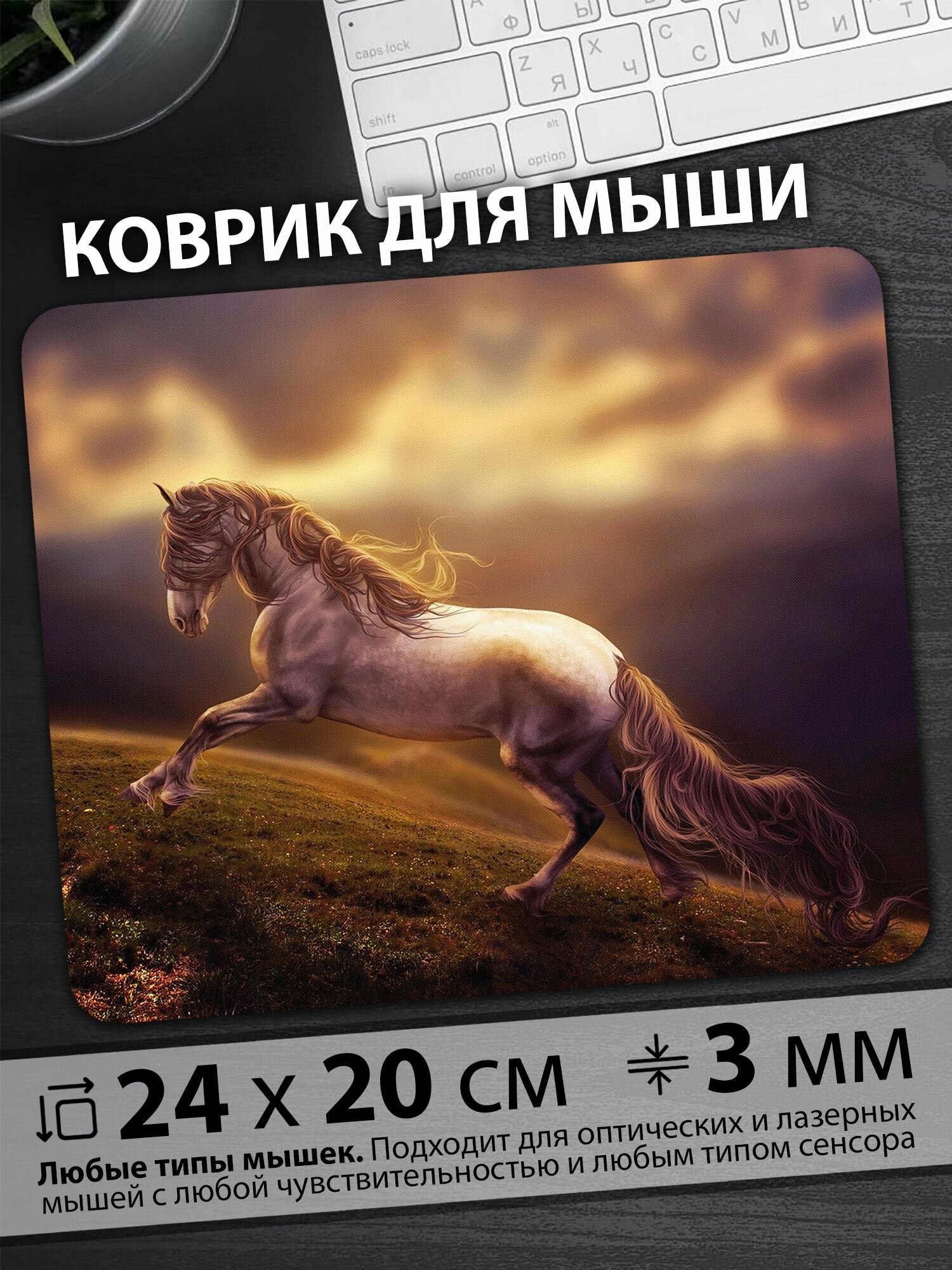 Резиновый коврик для мыши (24 x 20 см x 3 мм)