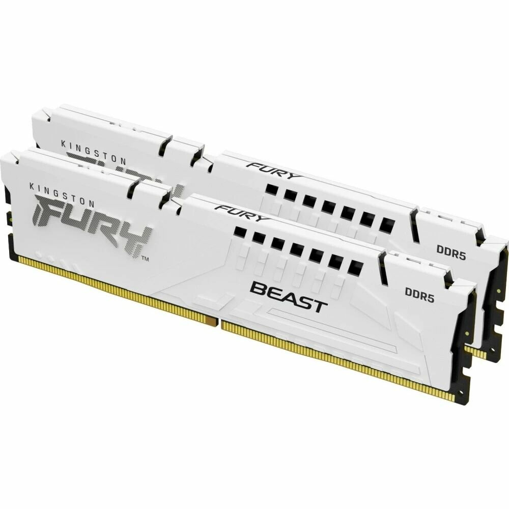 Оперативная память Kingston Fury Beast, DDR5, 64Gb (2x32Gb), 5600MHz, CL40, DIMM, с радиатором, белый