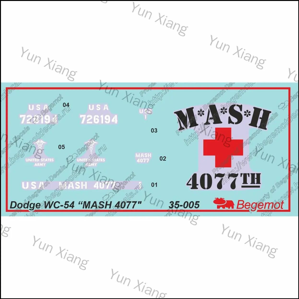 Декаль 1/35 Dodge WC-54 "Чертова служба в госпитале M*A*S*H" (Begemot)
