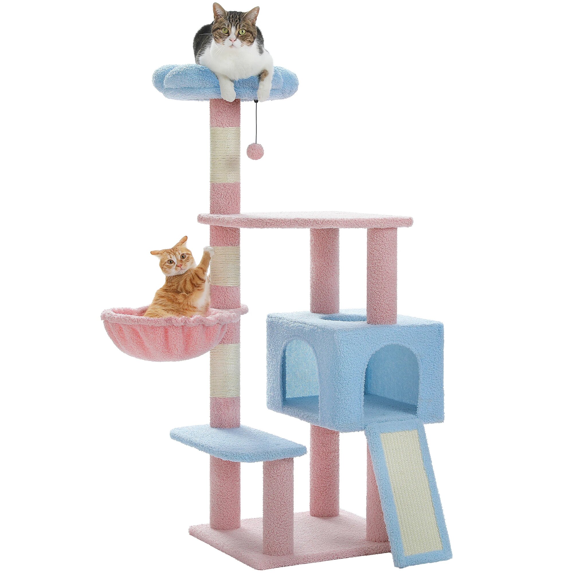 Многоуровневая кошачья башня "Flower Cat Tree" с столбами для скребания, обтянутыми сизалем, милый кошачий коттедж для домашних кошек небольшого и среднего размера с верхней площадкой