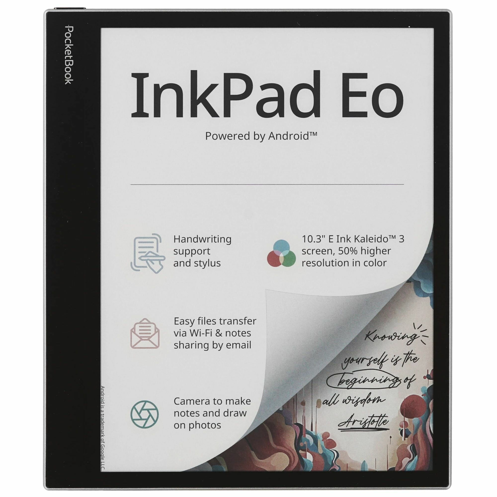 10.3" Электронная книга PocketBook InkPad Eo (PB1042-M-WW) серый - 1860x2480, E-Ink Kaleido 3, сенсор, подсветка, Wi-Fi, Bluetooth, 4000 мА*ч