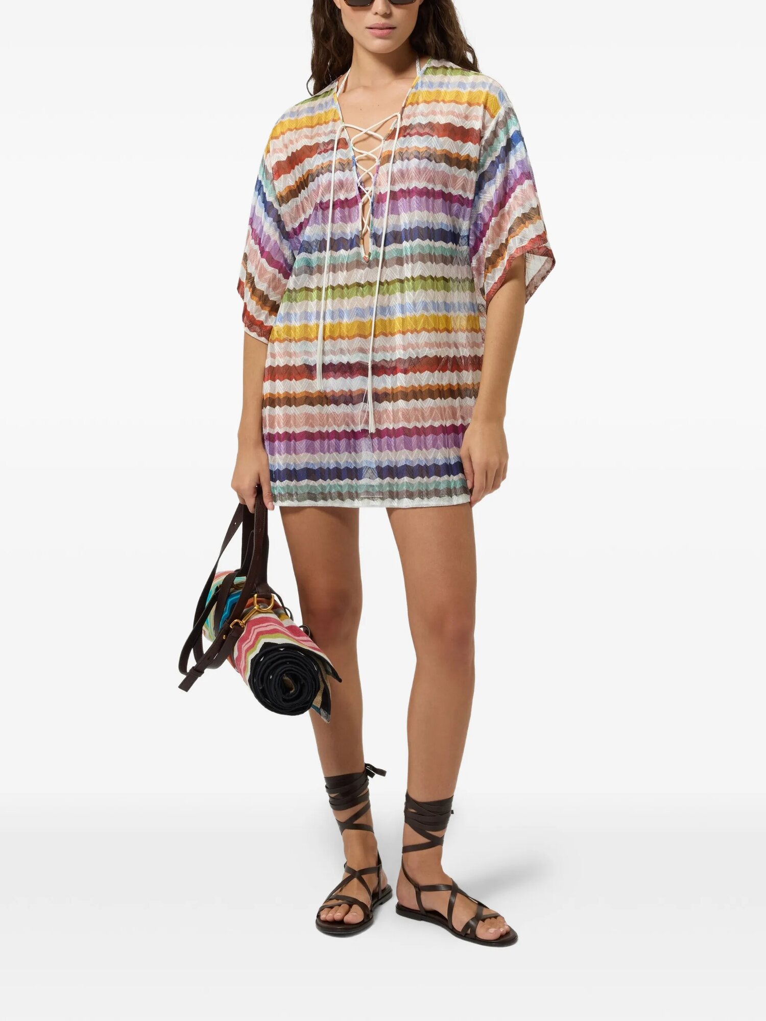 Накидка Missoni Zigzag lace-up kaftan, размер 38, white — фото 1