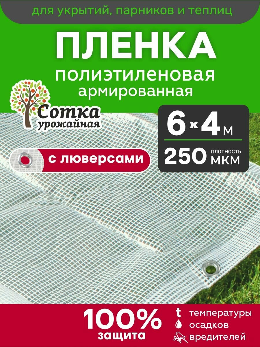 Пленка армированная для теплиц и парников 250 г/м2, 4 м х 6 м