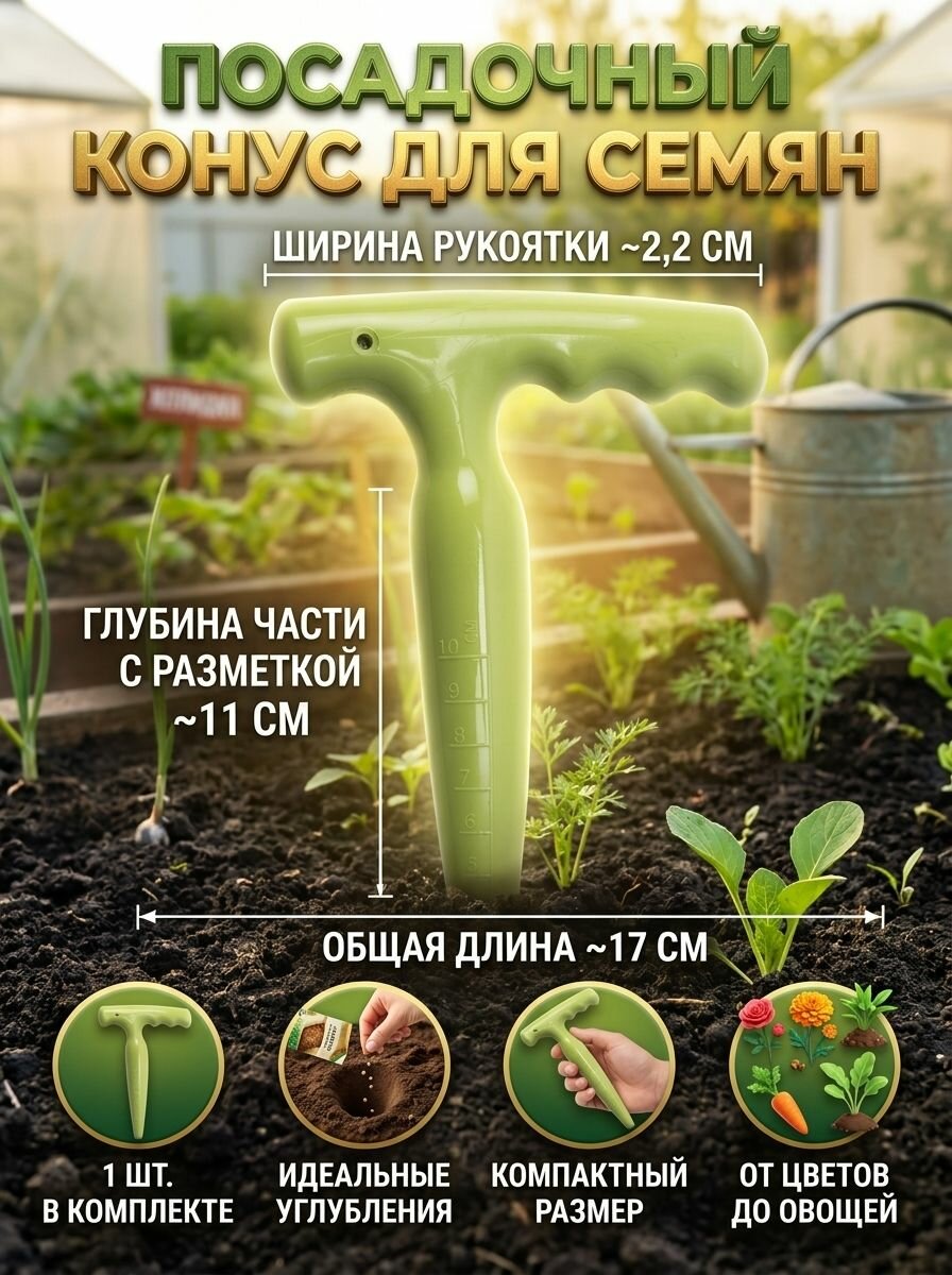 Конус посадочный для семян и мелкой рассады садовый, для посадки растений, сажалка, лункообразователь, универсальный, для огорода