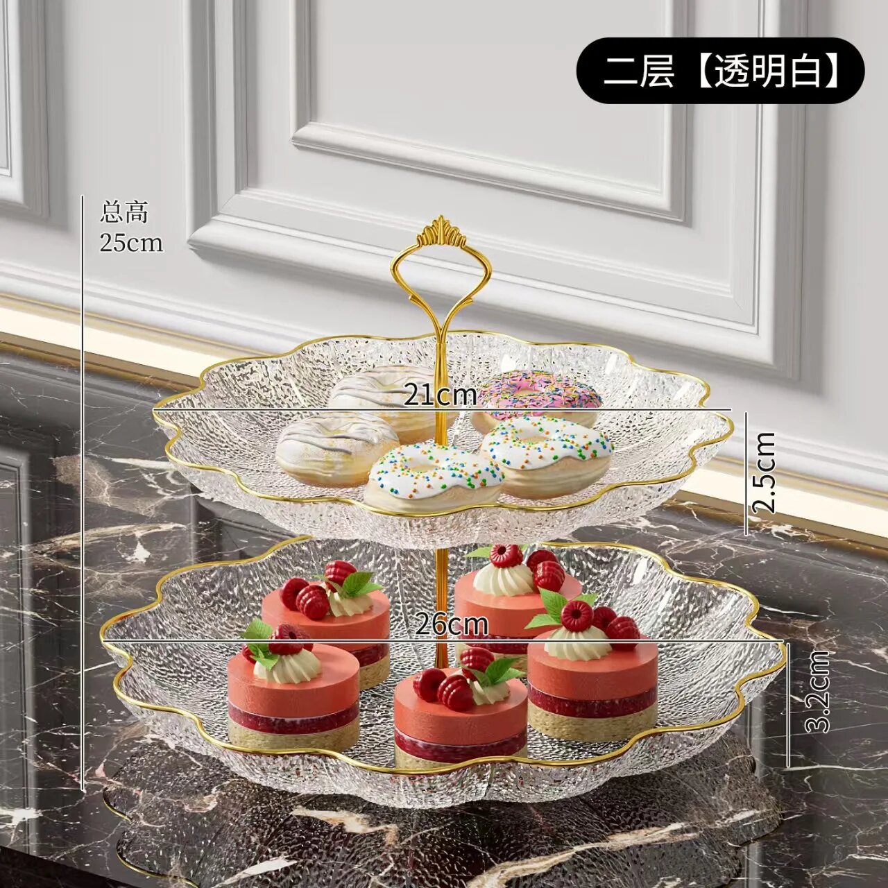Подставка для фруктов "Лотос Лист", пластиковая, 2/3 яруса White 2 layers