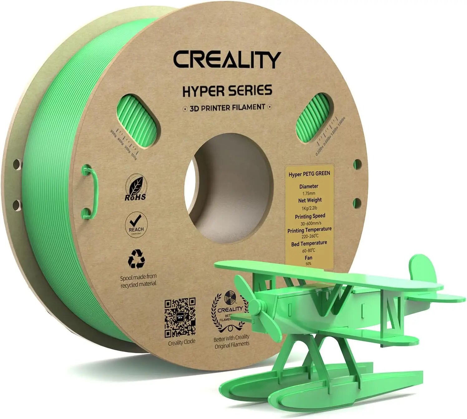 Creality Hyper PETG зеленый, 1.75 мм, 1 кг