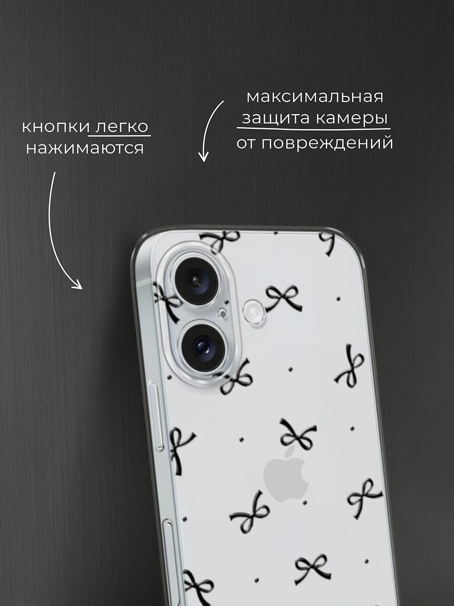 Силиконовый чехол на Apple iPhone 16 / Айфон 16 с принтом Бантики и точки — фото 1