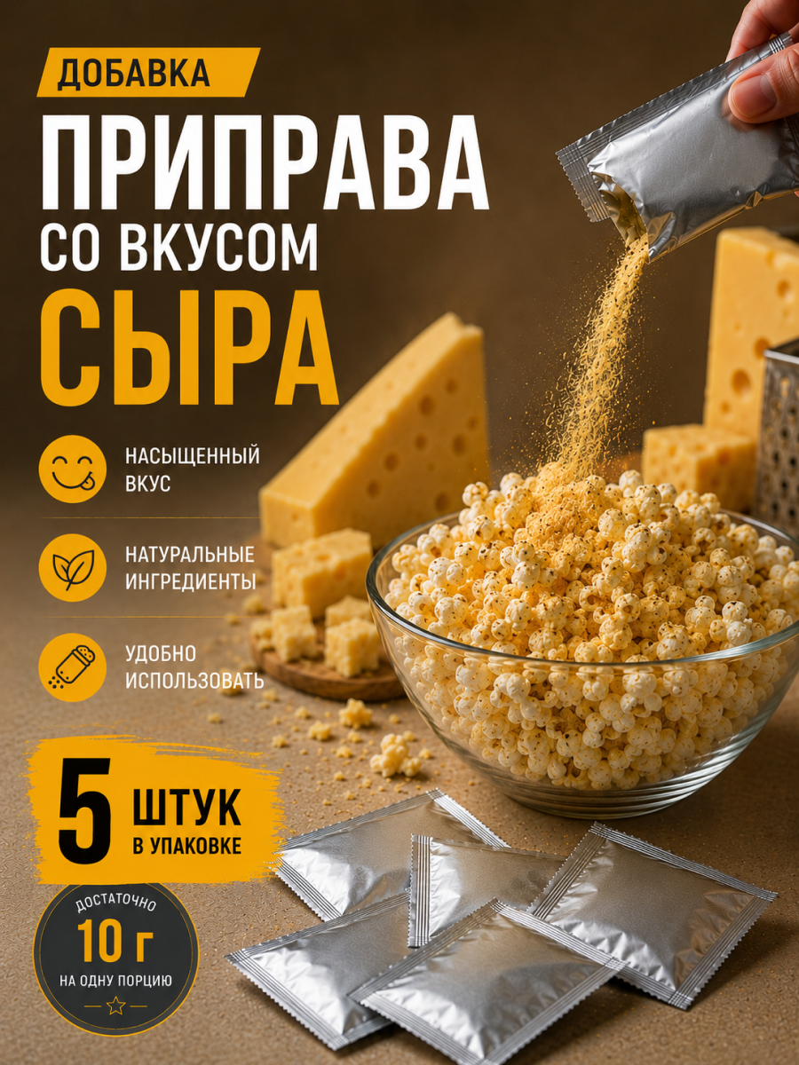 Вкусовая добавка , ароматизатор пищевой для усиления вкусов "Сыр", 5 стиков, по 10г