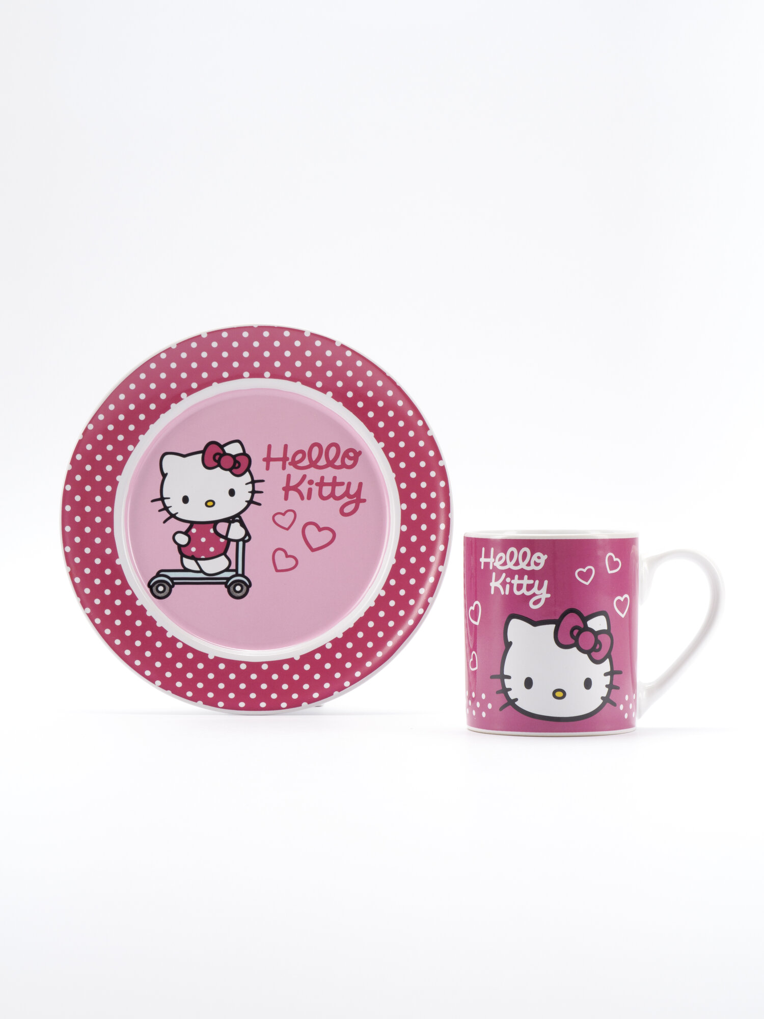 Набор посуды детский из керамики, 2 предмета (кружка, тарелка), Hello Kitty