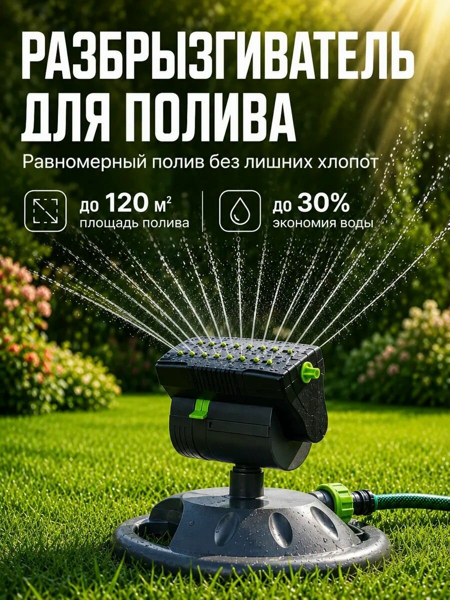 Поливалка для газона, дождеватель, разбрызгиватель осциллирующий, АкваСад