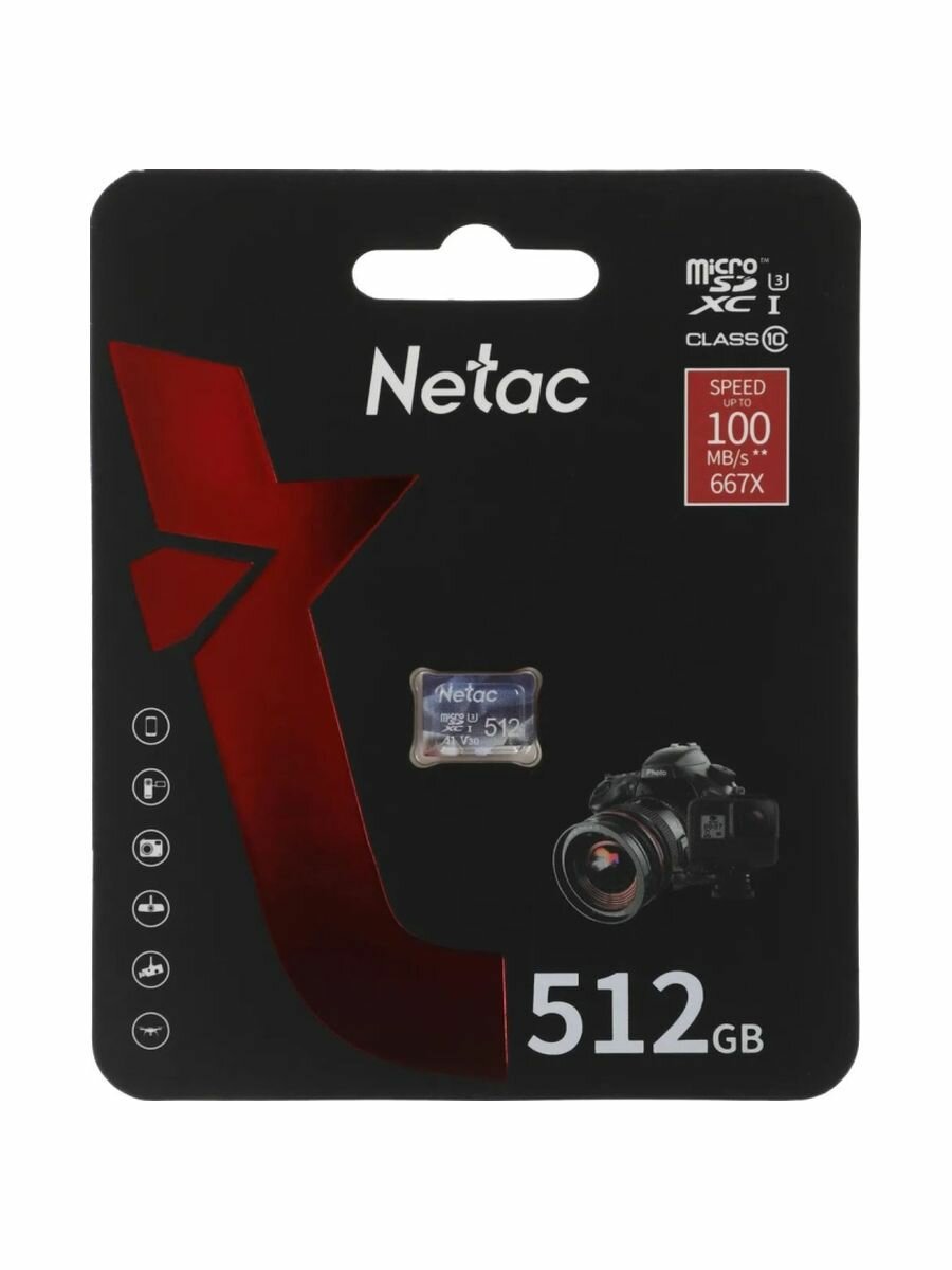 Netac P500 Ultra 512 ГБ Карта памяти microSDXC, NT02P500ULT-512G-S
