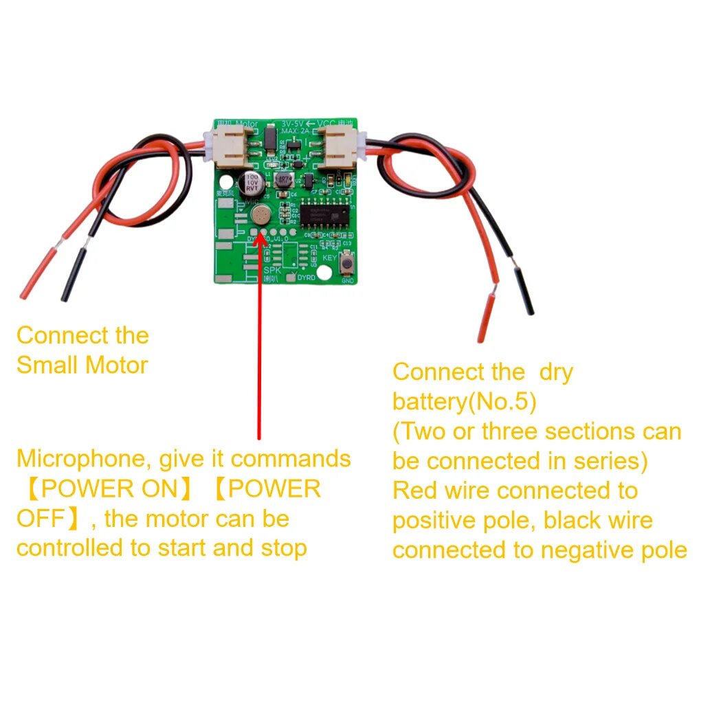 Голосовой модуль управления двигателем 3-5В board and wires