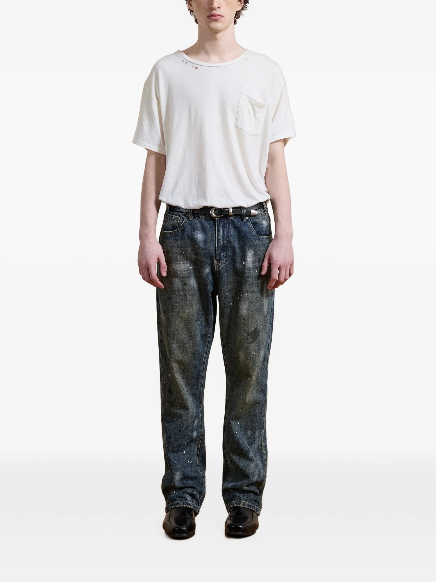 Джинсы FOUND Hand-painted five-pocket jeans, размер 34, синий — фото 1